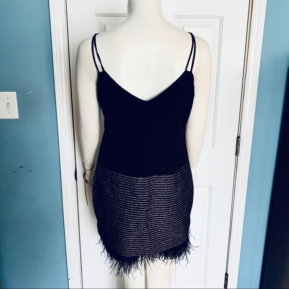 Greylin | Dresses | Greylin Black Czar Feather Trim Tweed Dress S ...